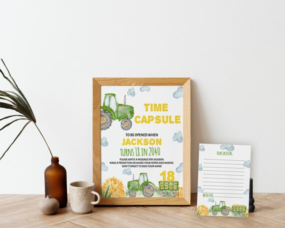 EDITABLE Tractor Birthday Time Capsule Template Farm Birthday - Etsy