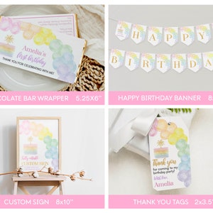 Editable Pastel Rainbow Birthday Invitation Bundle, Girl Pastel ...