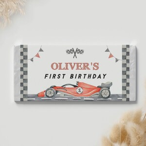 EDITABLE Race Car Birthday Boy Chocolate Wrapper, Boy 1st Birthday ...