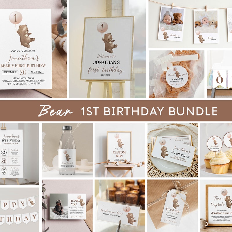 Bear 1st Birthday - Etsy