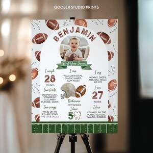 EDITABLE Football Milestone Board, Football 1st Birthday Milestone ...