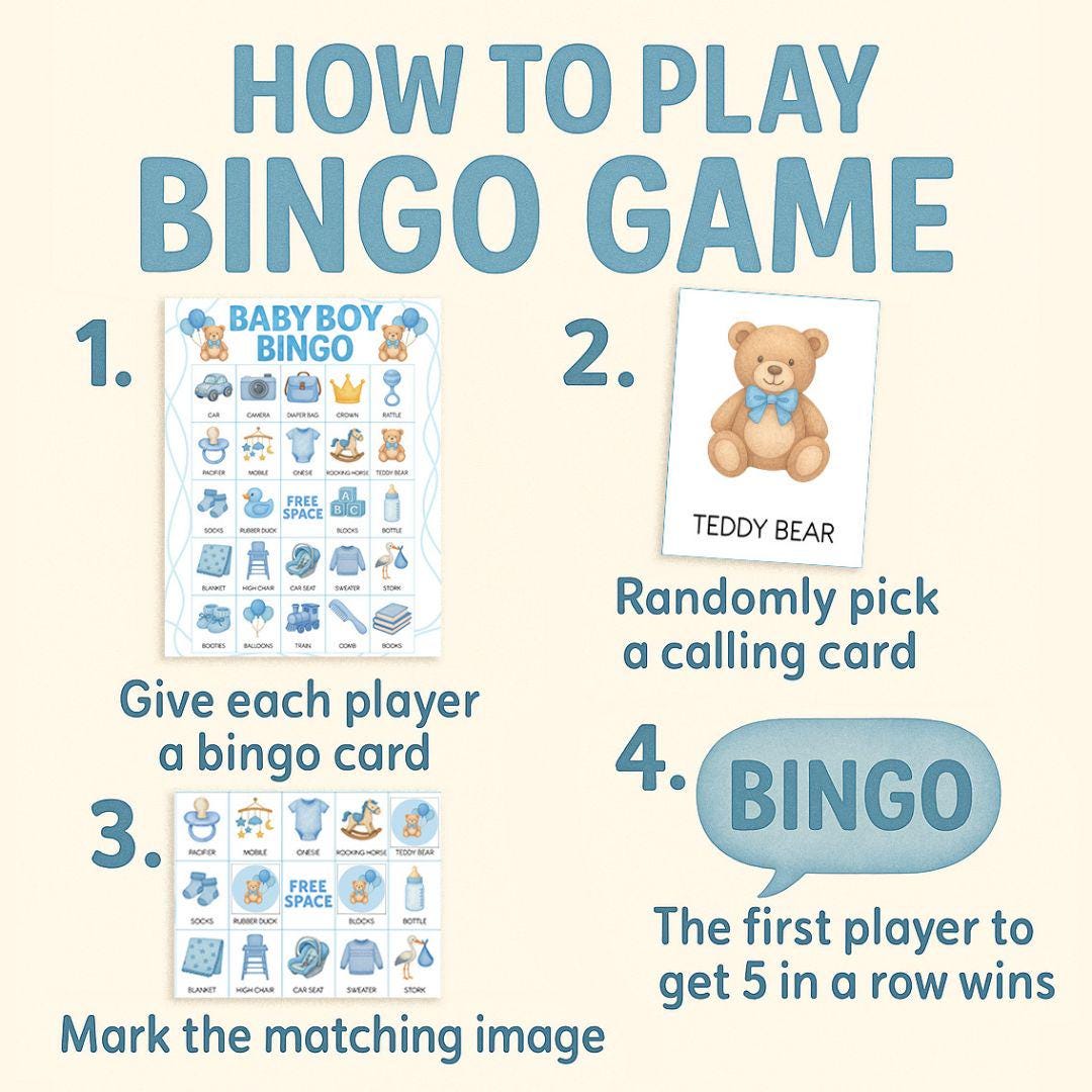 Boy Baby Shower Bingo Cards, Baby Boy Shower Bingo Game, Fun Baby ...