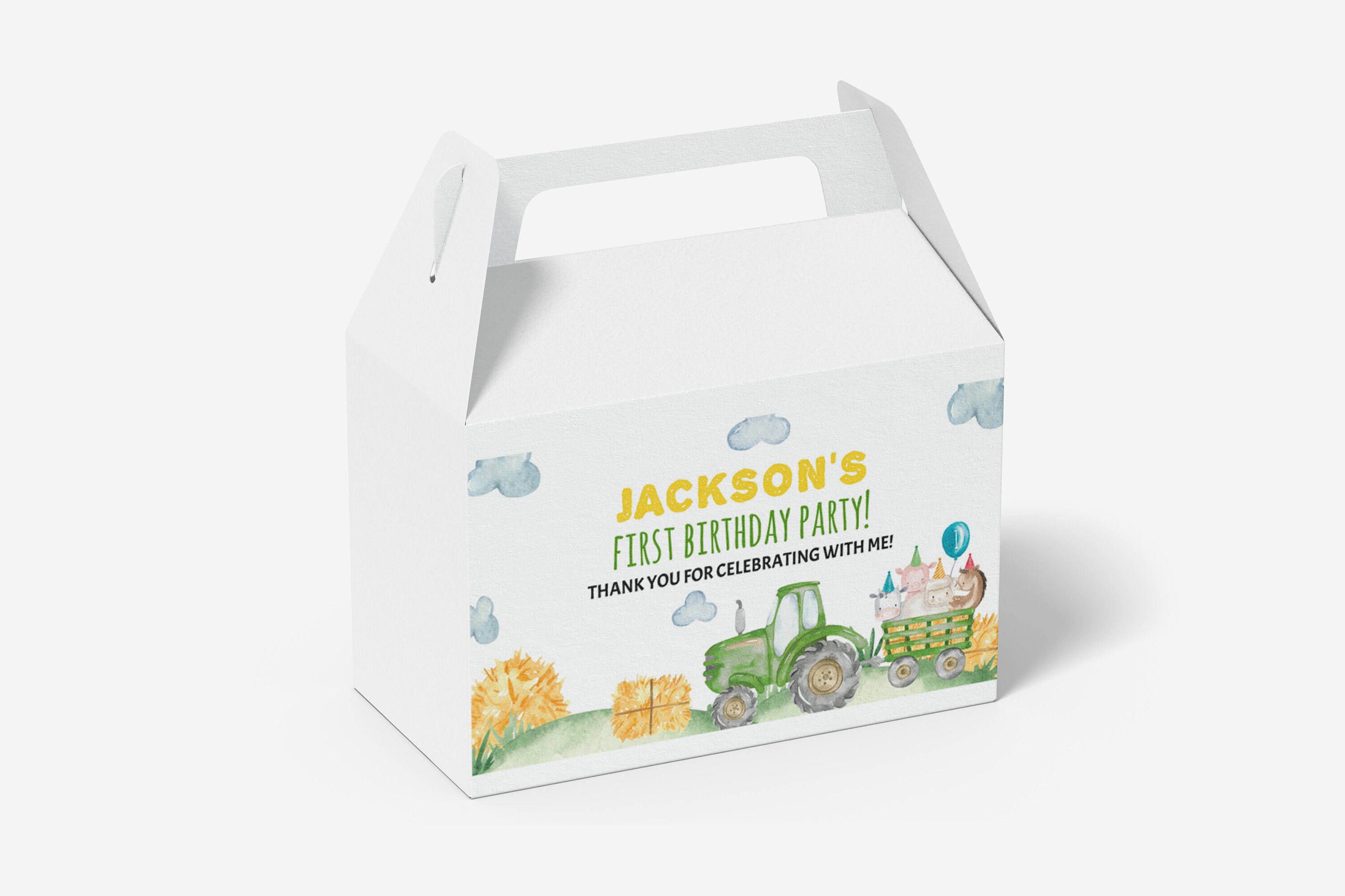 EDITABLE Tractor Gable Gift Box Label Tractor Birthday Party - Etsy