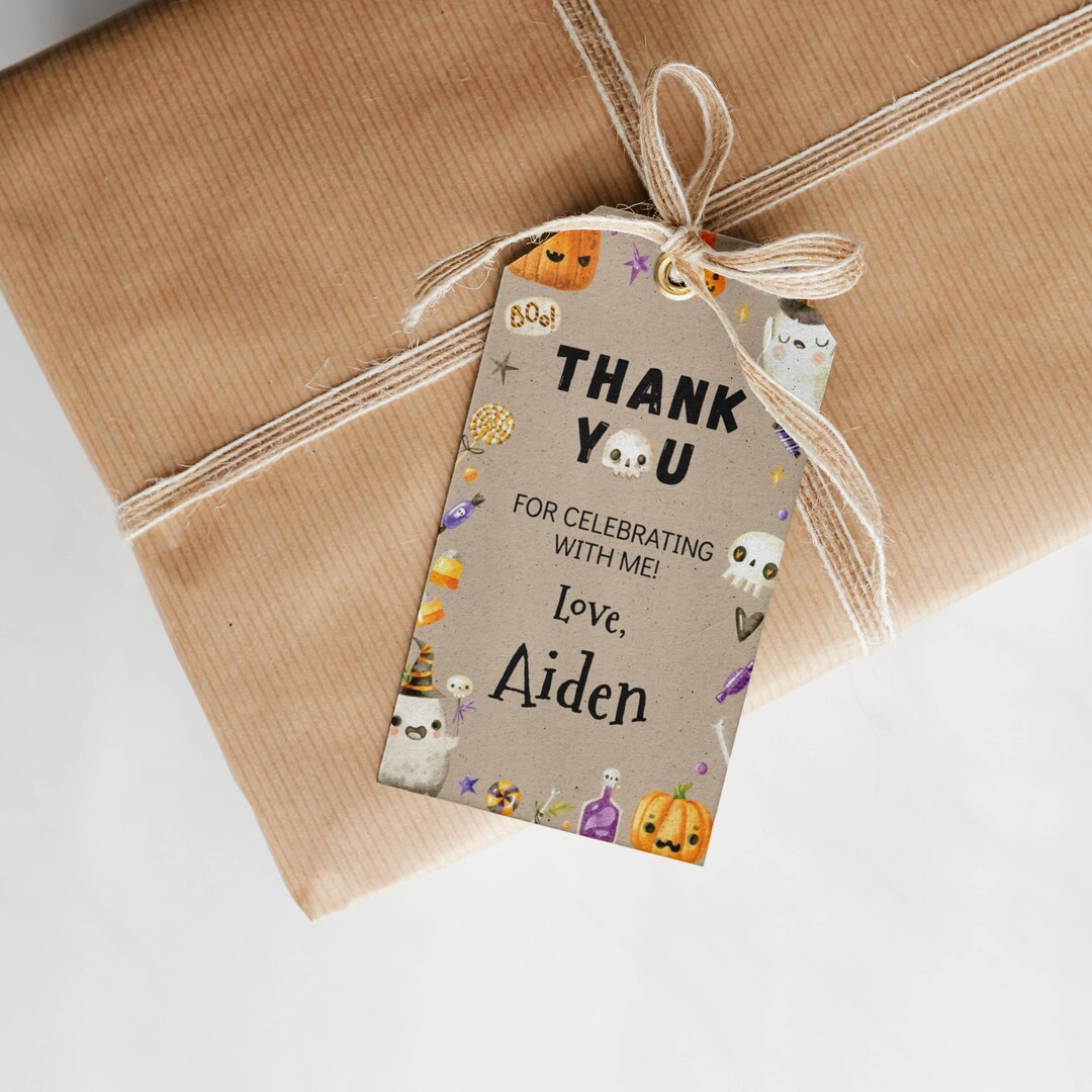 EDITABLE Spooky One Birthday Thank You Tag Halloween 1st - Etsy