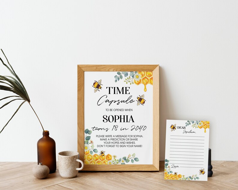 EDITABLE Bee Time Capsule Template Honey Bee Birthday Time - Etsy