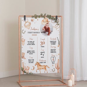 EDITABLE First Rodeo Milestone Sign, Cowboy 1st Birthday Photo ...