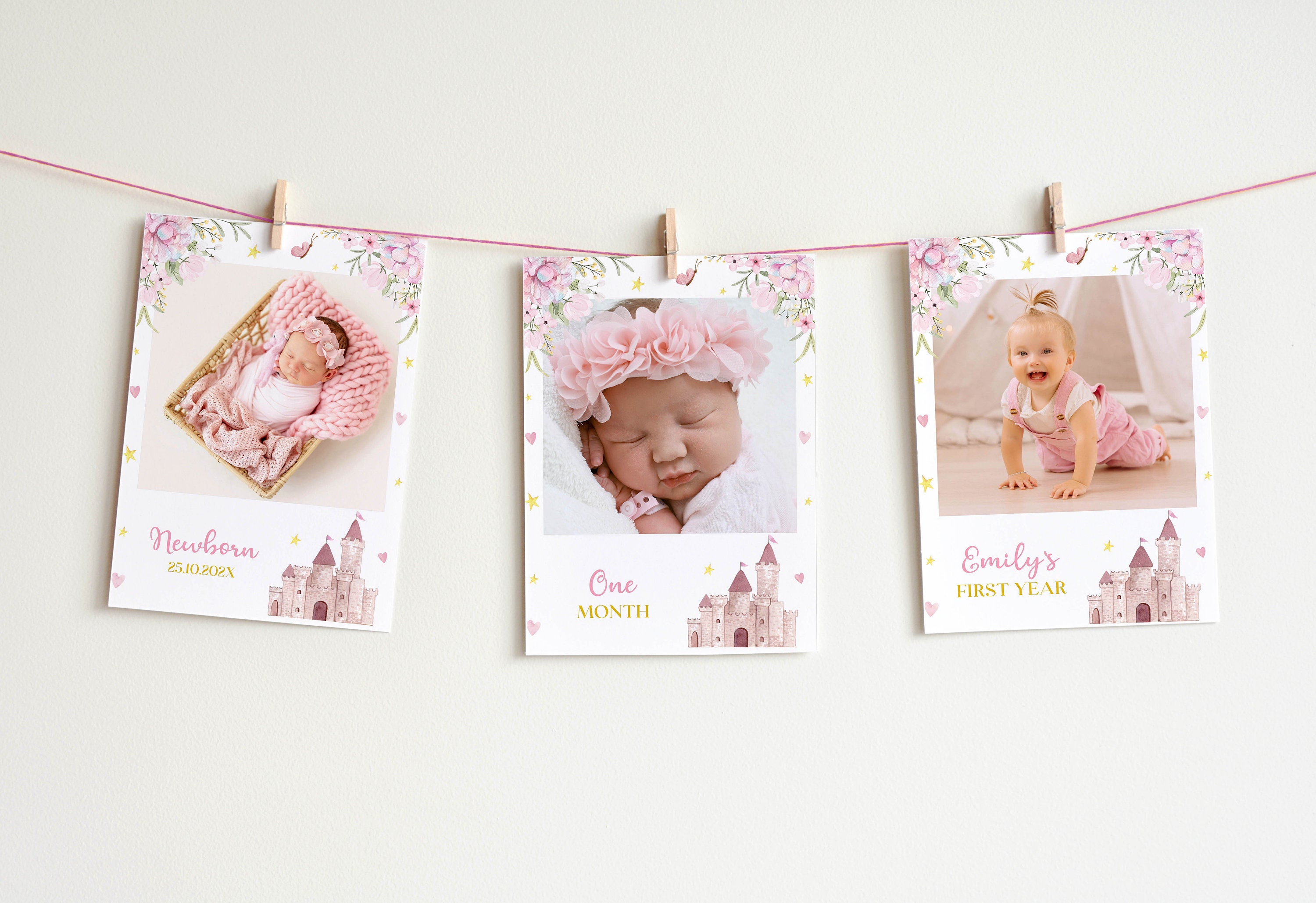 Princess Birthday Photo Banner, Princess 1st Birthday Banner, Baby ...
