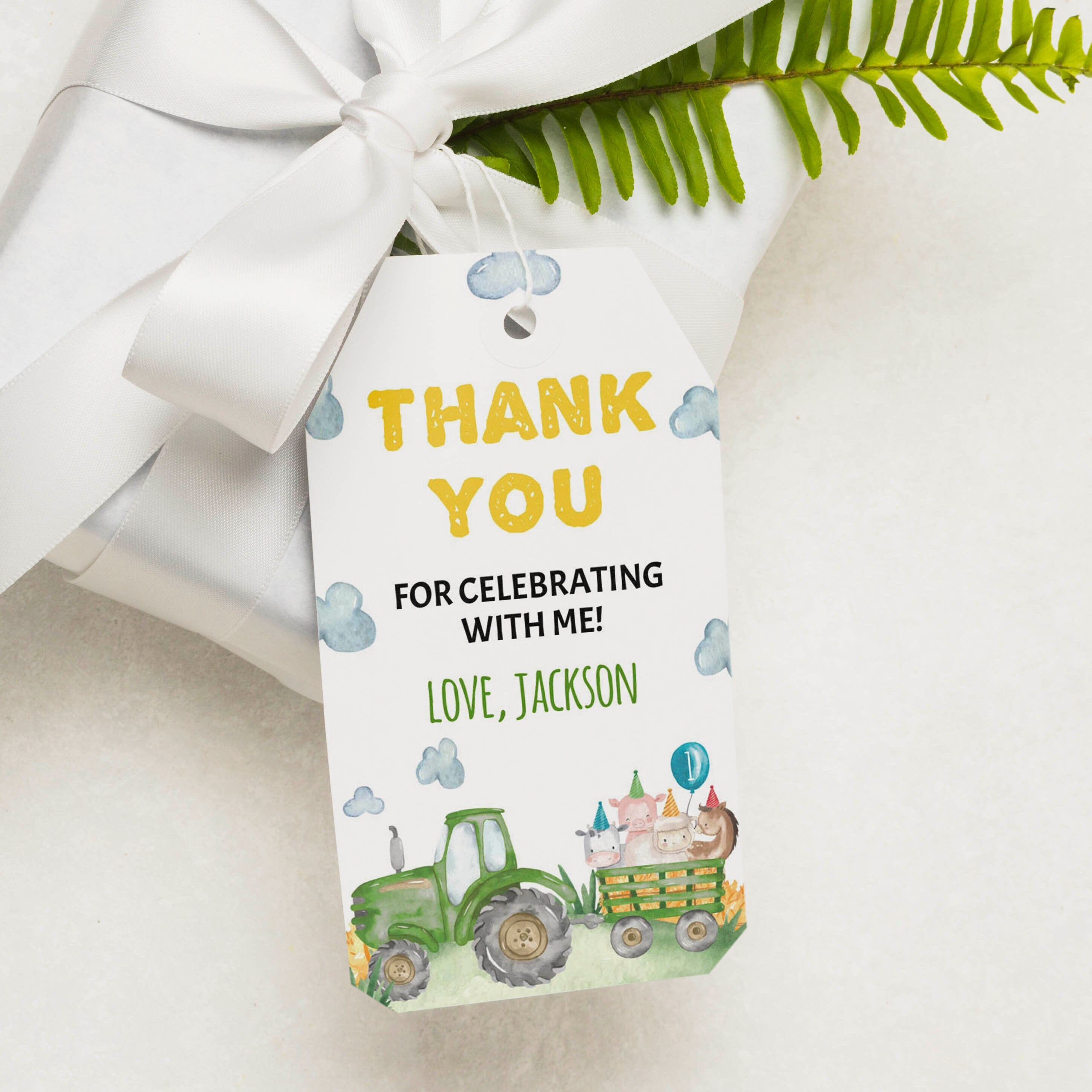 EDITABLE Tractor Favor Tags Green Tractor Birthday Thank You - Etsy