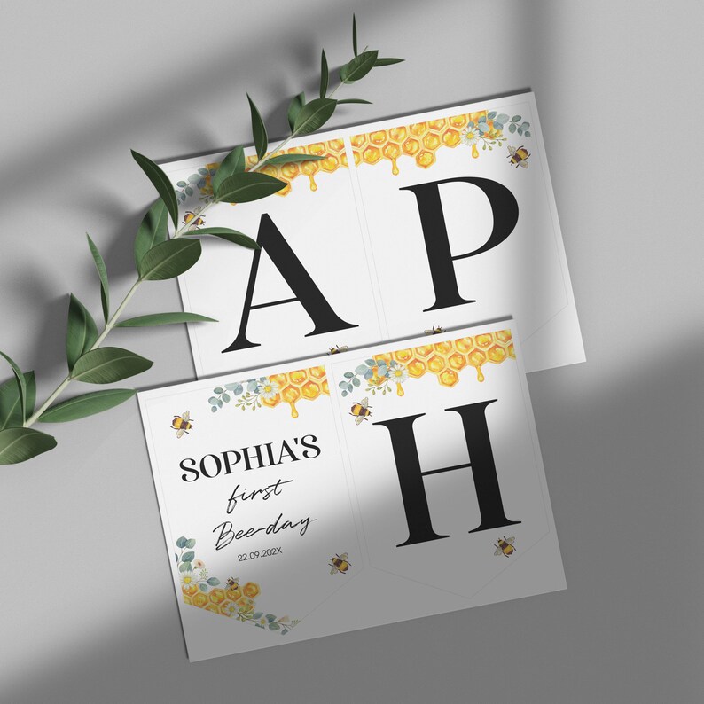 Editable First Bee Day Birthday Banner Bee 1st Birthday - Etsy