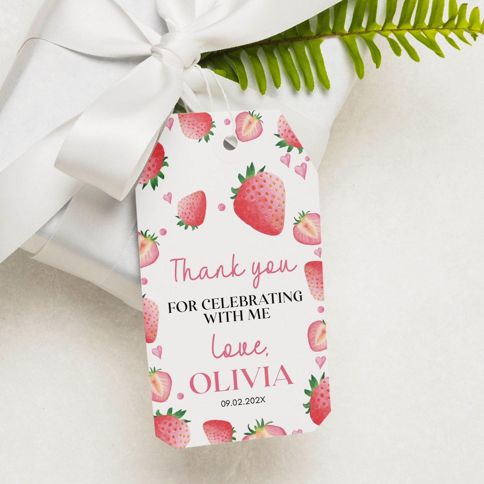 EDITABLE Strawberry Birthday Favor Tags Strawberry First - Etsy