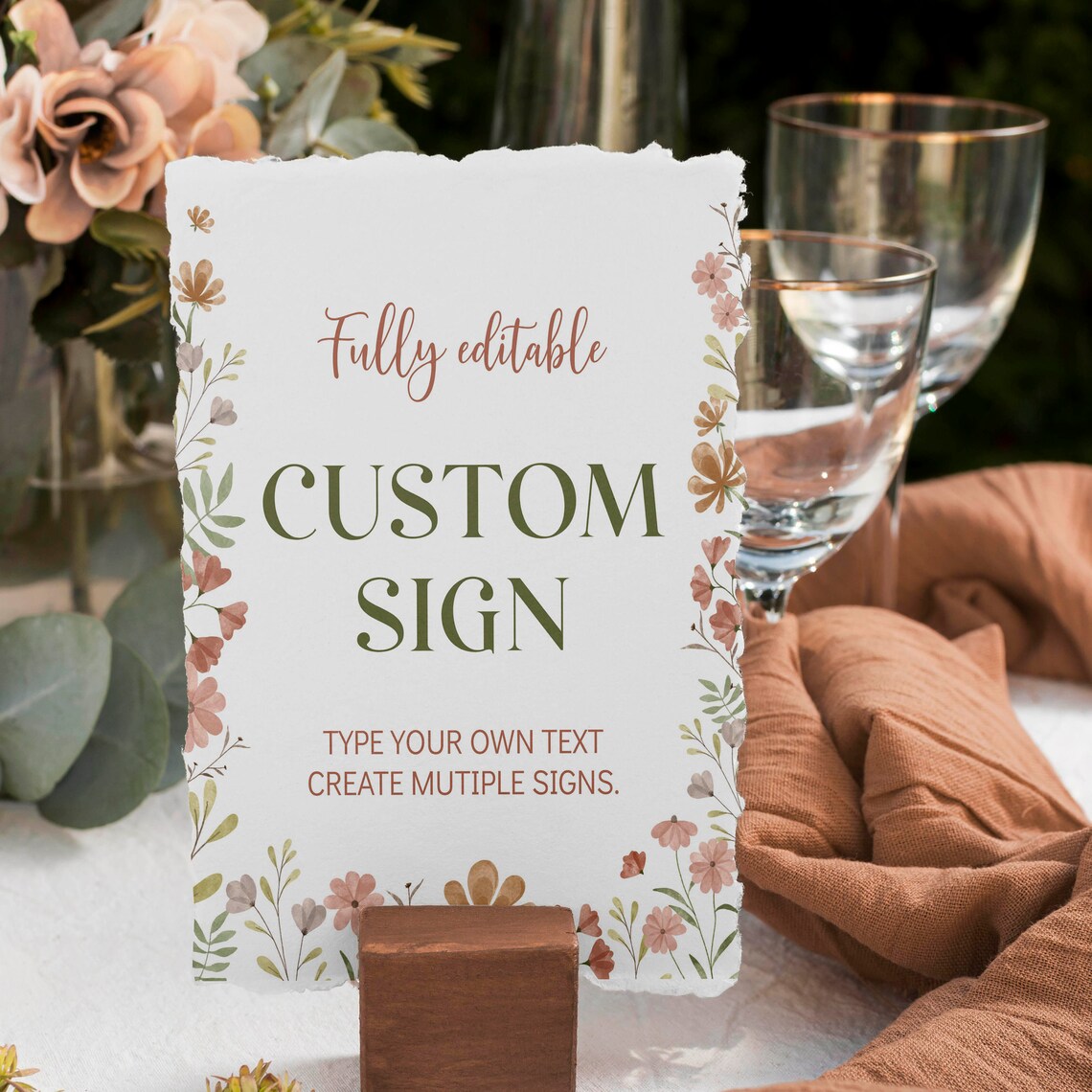 EDITABLE Wildflower Custom Sign Personalized Boho Floral - Etsy