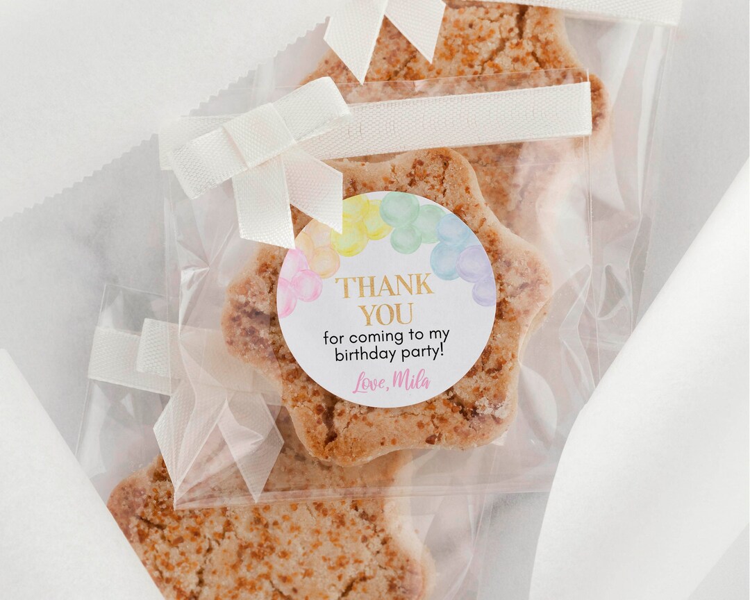 EDITABLE Pastel Rainbow Birthday Thank You Tags, Pastel Birthday Party ...