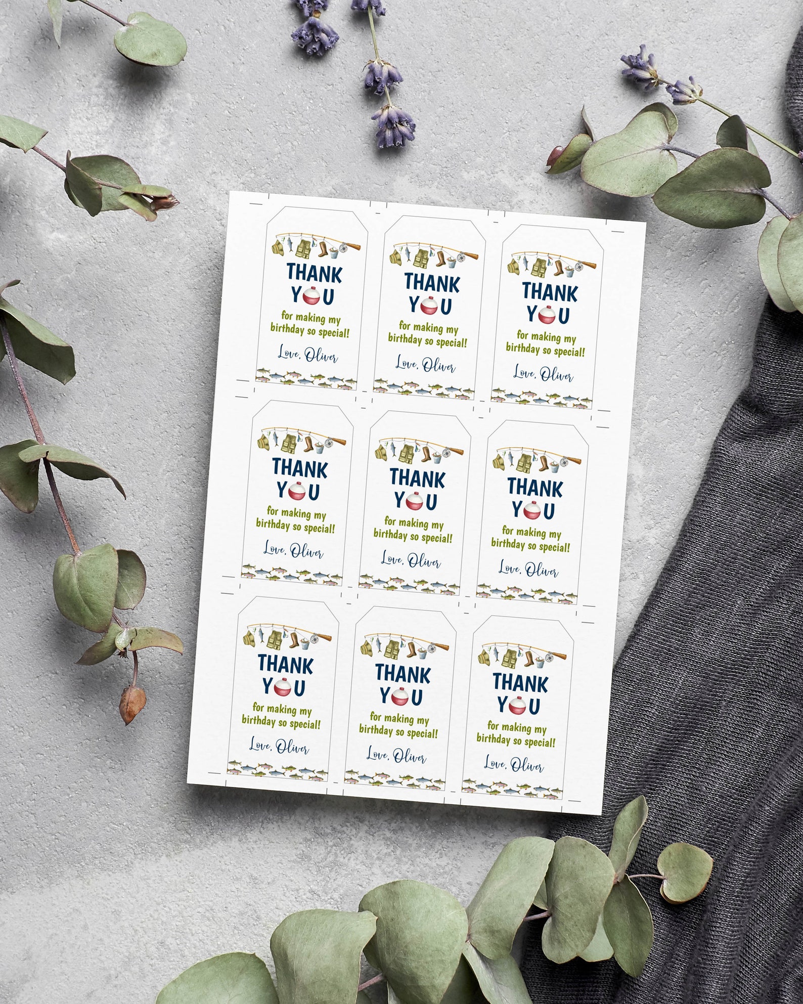 EDITABLE the Big One Favor Tags, Fishing Birthday Thank You Tag, Boy ...