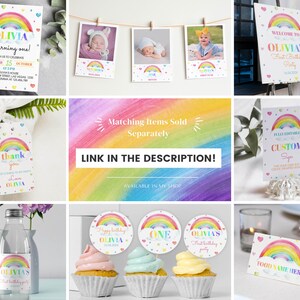 EDITABLE Rainbow Birthday Party Sign, Watercolor Rainbow Birthday ...