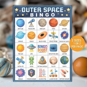Outer Space Bingo Game Printable, Astronaut Party Activity, 50 Unique ...