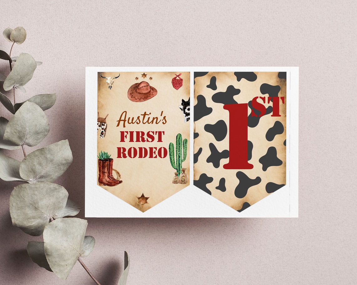 Editable First Rodeo Birthday Banner Cowboy 1st Birthday | Etsy