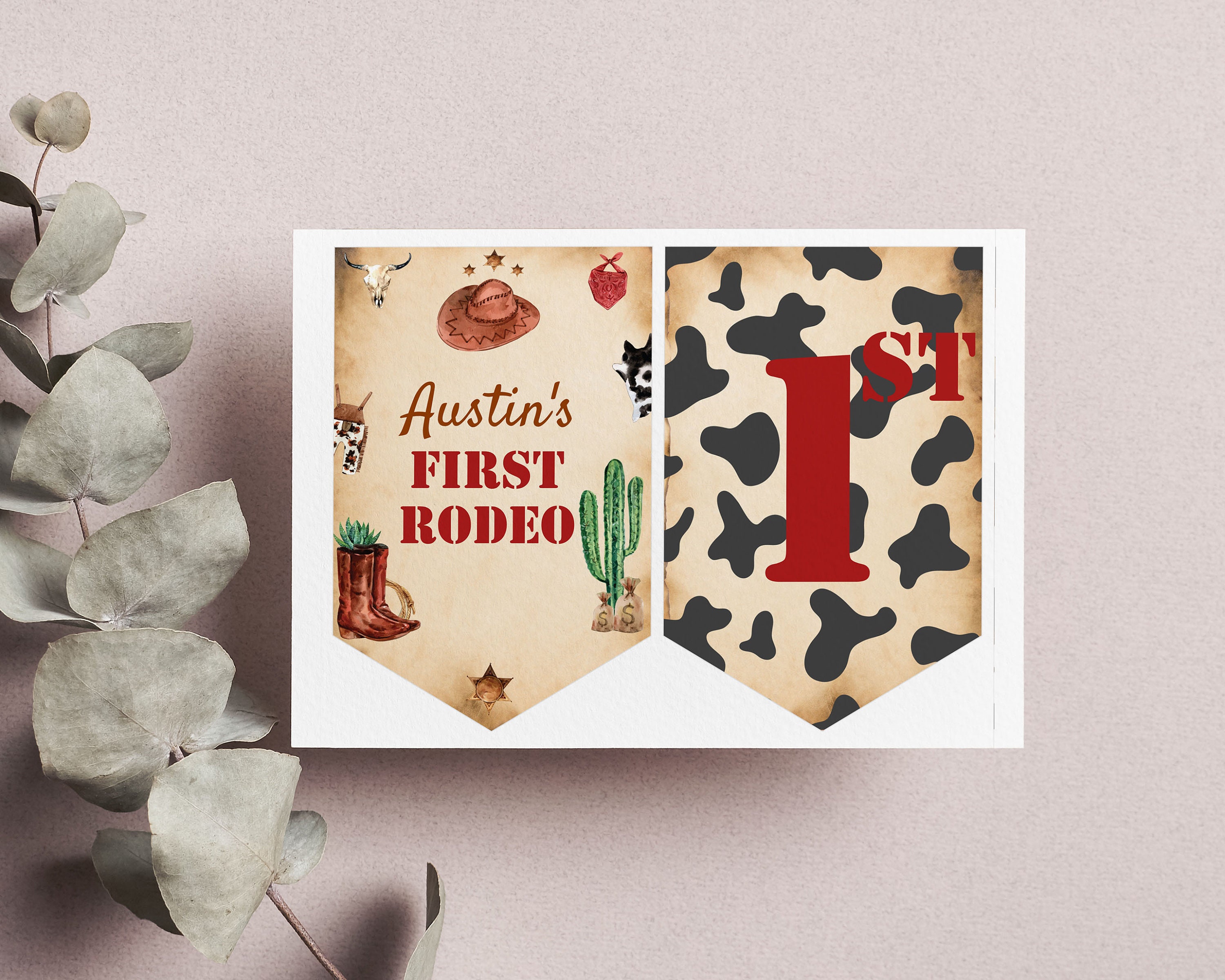 Editable First Rodeo Birthday Banner Cowboy 1st Birthday | Etsy