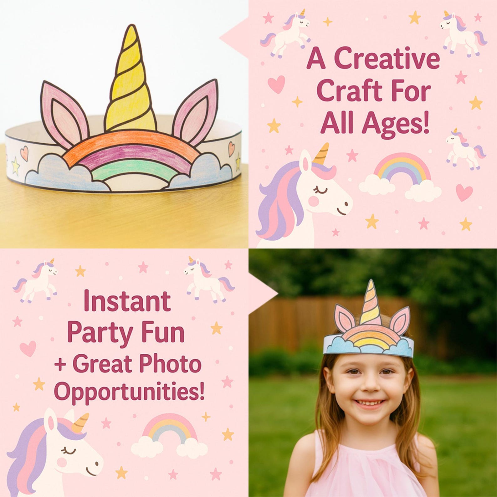Printable Unicorn Birthday Crown | Instant Download DIY Party Hat for ...
