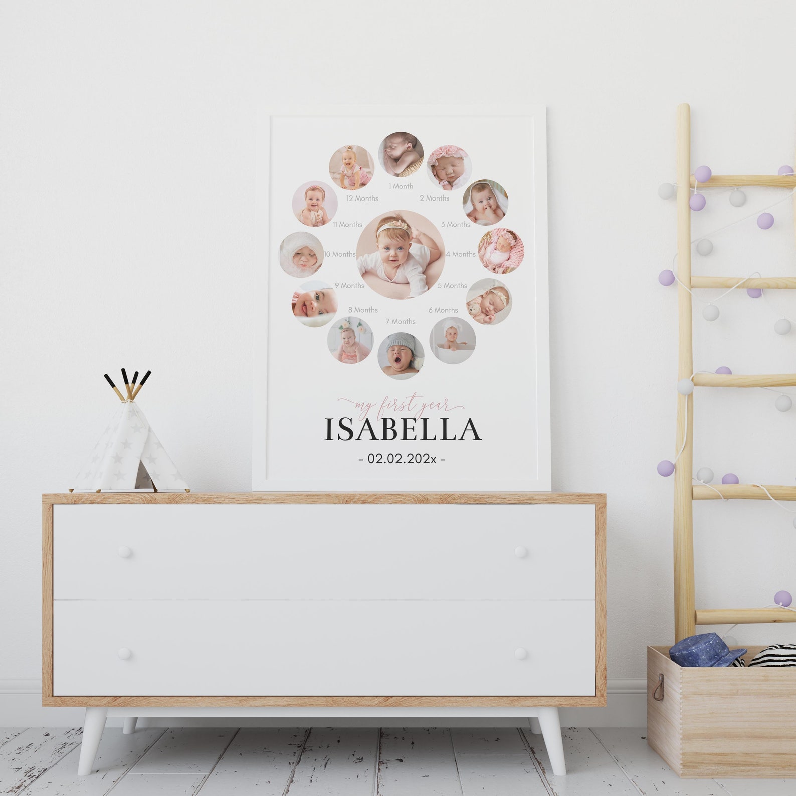 Editable First Year Photo Collage, 12 Month Photo Print, First Birthday ...