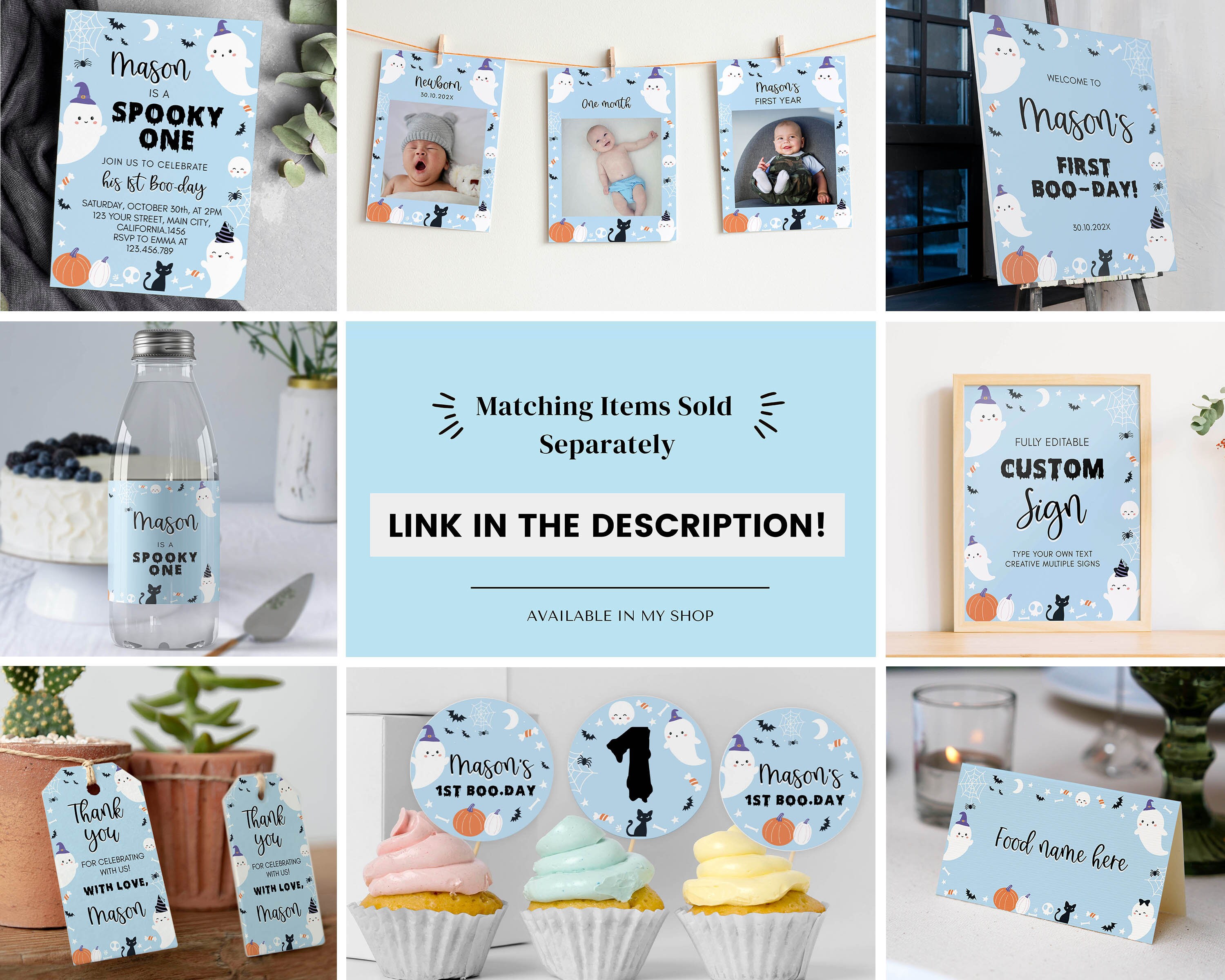 Editable Spooky One Birthday Cupcake Topper Halloween 1st - Etsy