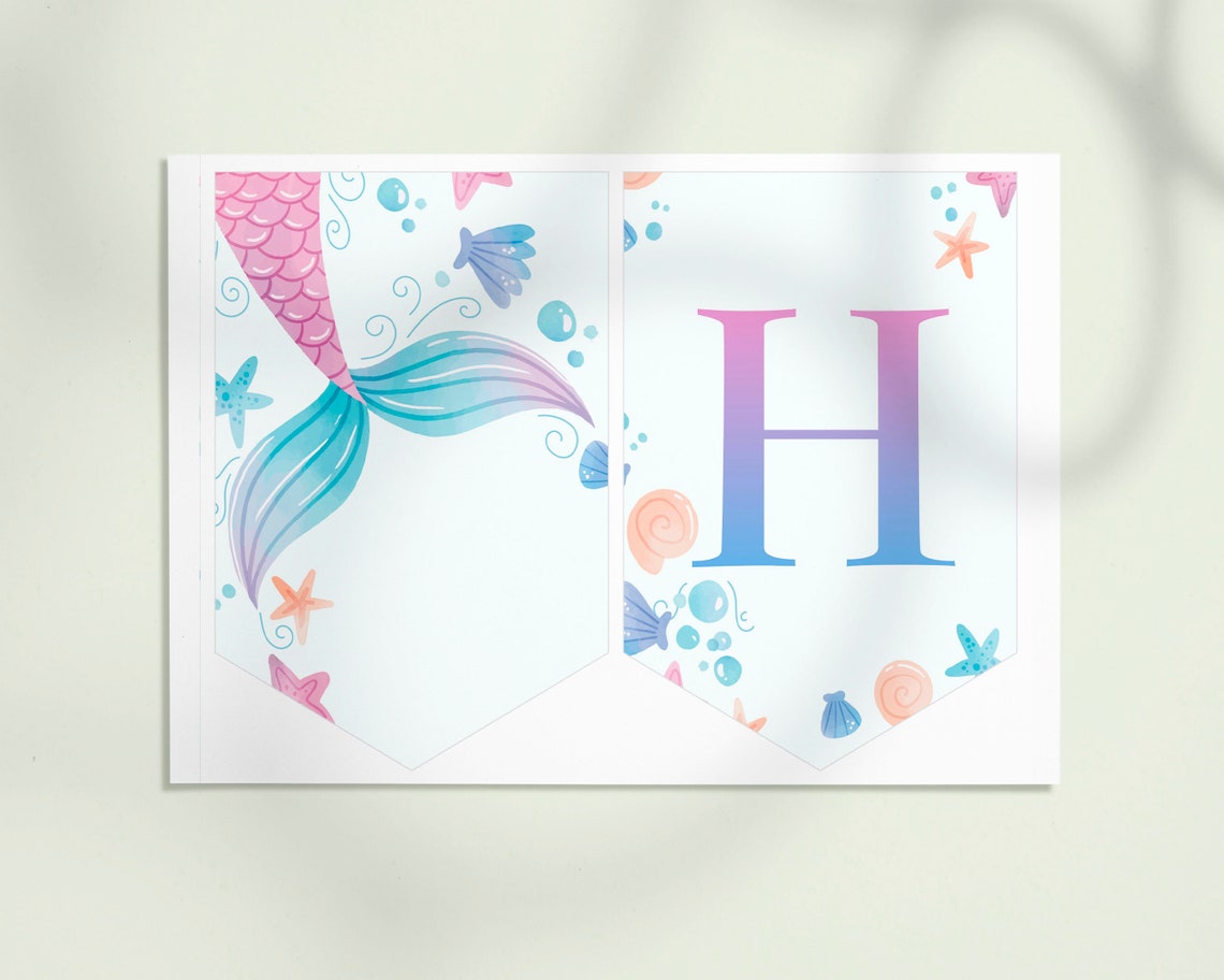 Editable Mermaid Banner Mermaid Birthday Banner Mermaid - Etsy