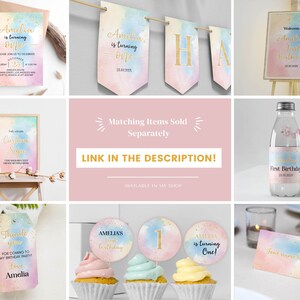 EDITABLE Pastel Rainbow Gable Gift Box Label, Watercolor Rainbow 1st ...