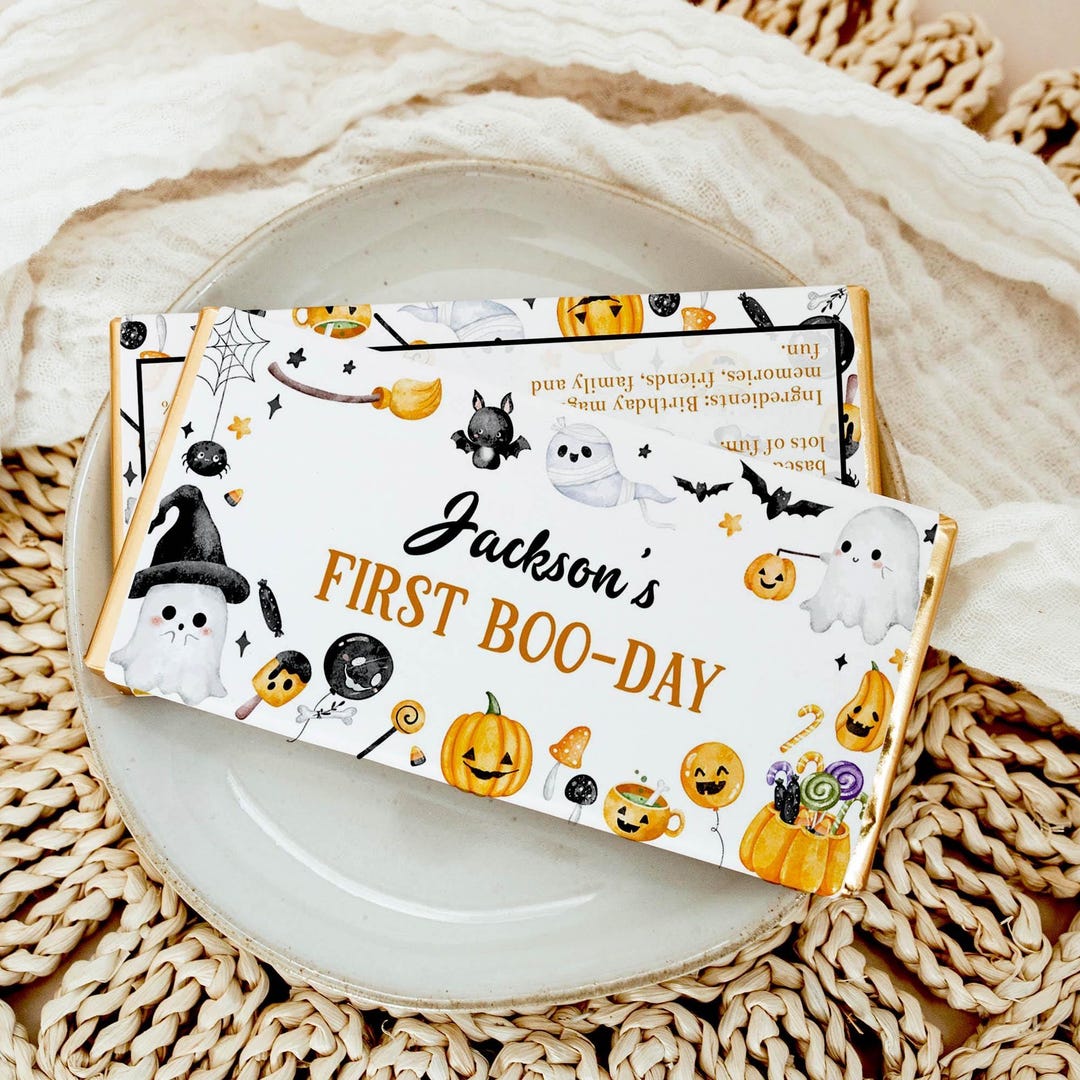 EDITABLE Spooky One Birthday Chocolate Wrapper, Halloween First ...