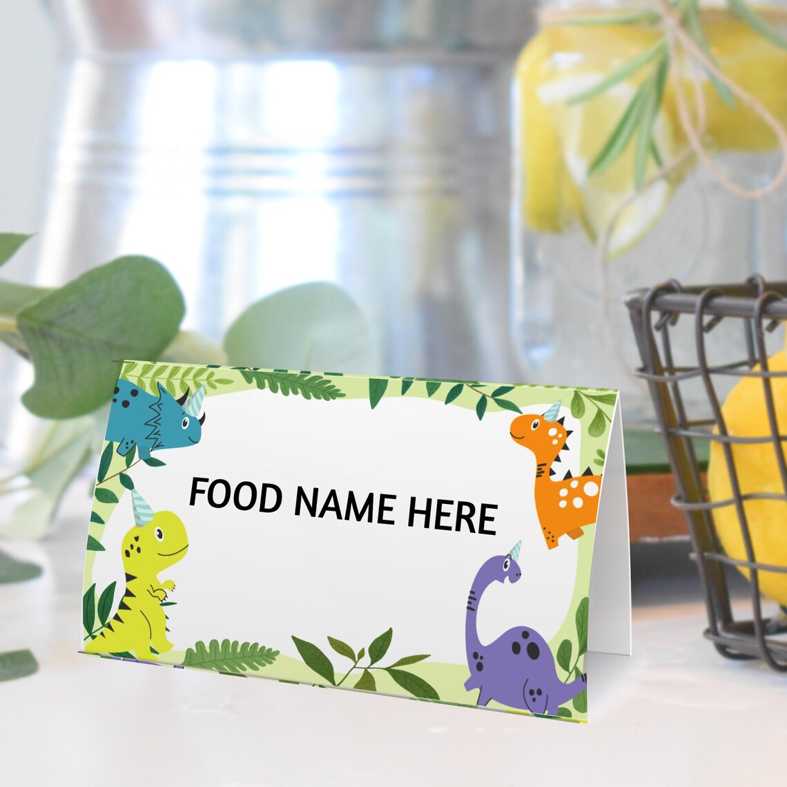EDITABLE Dinosaur Food Tent Card Dino Party Food Name Card | Etsy