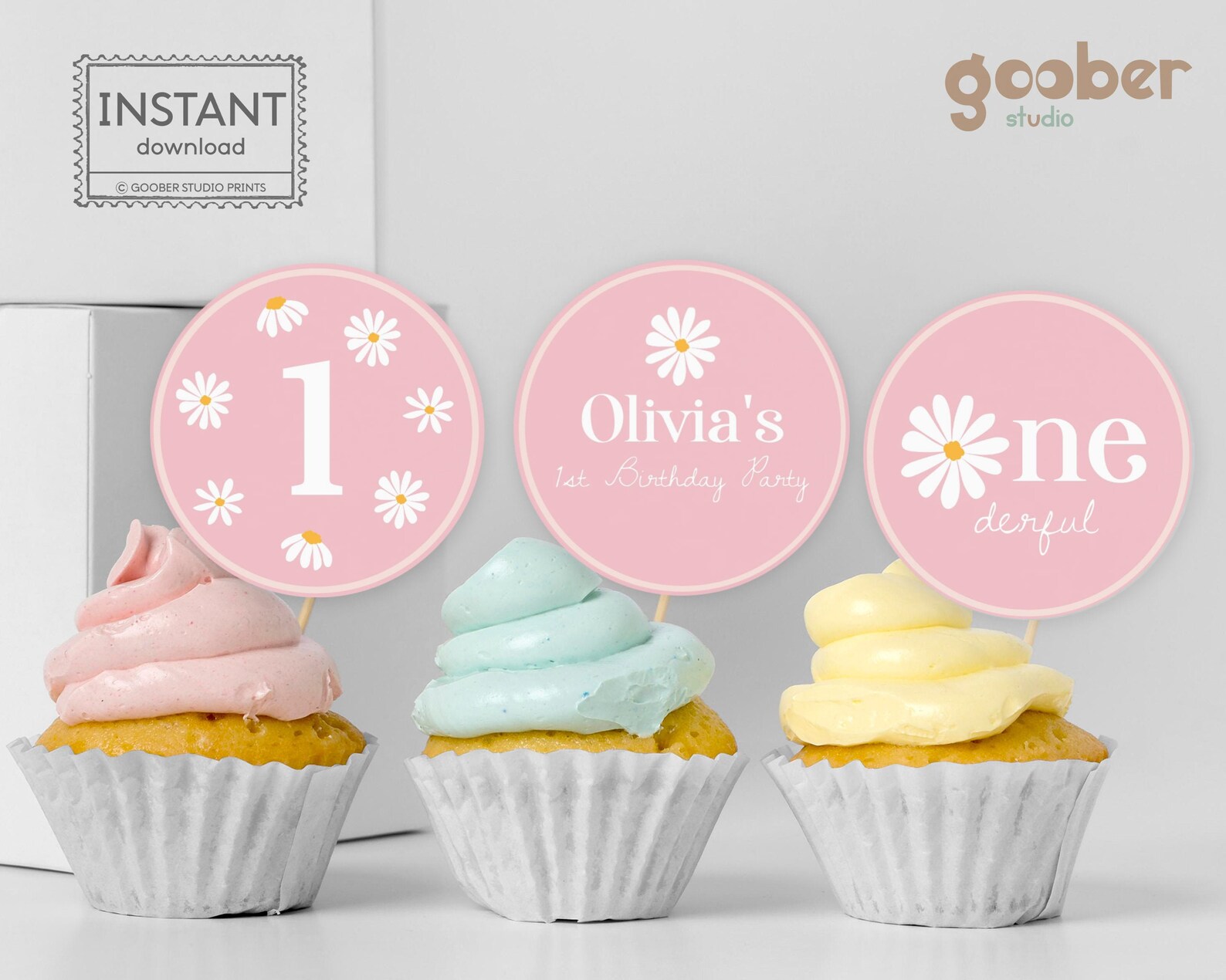 Editable Daisy Cupcake Topper Daisy Birthday Party - Etsy