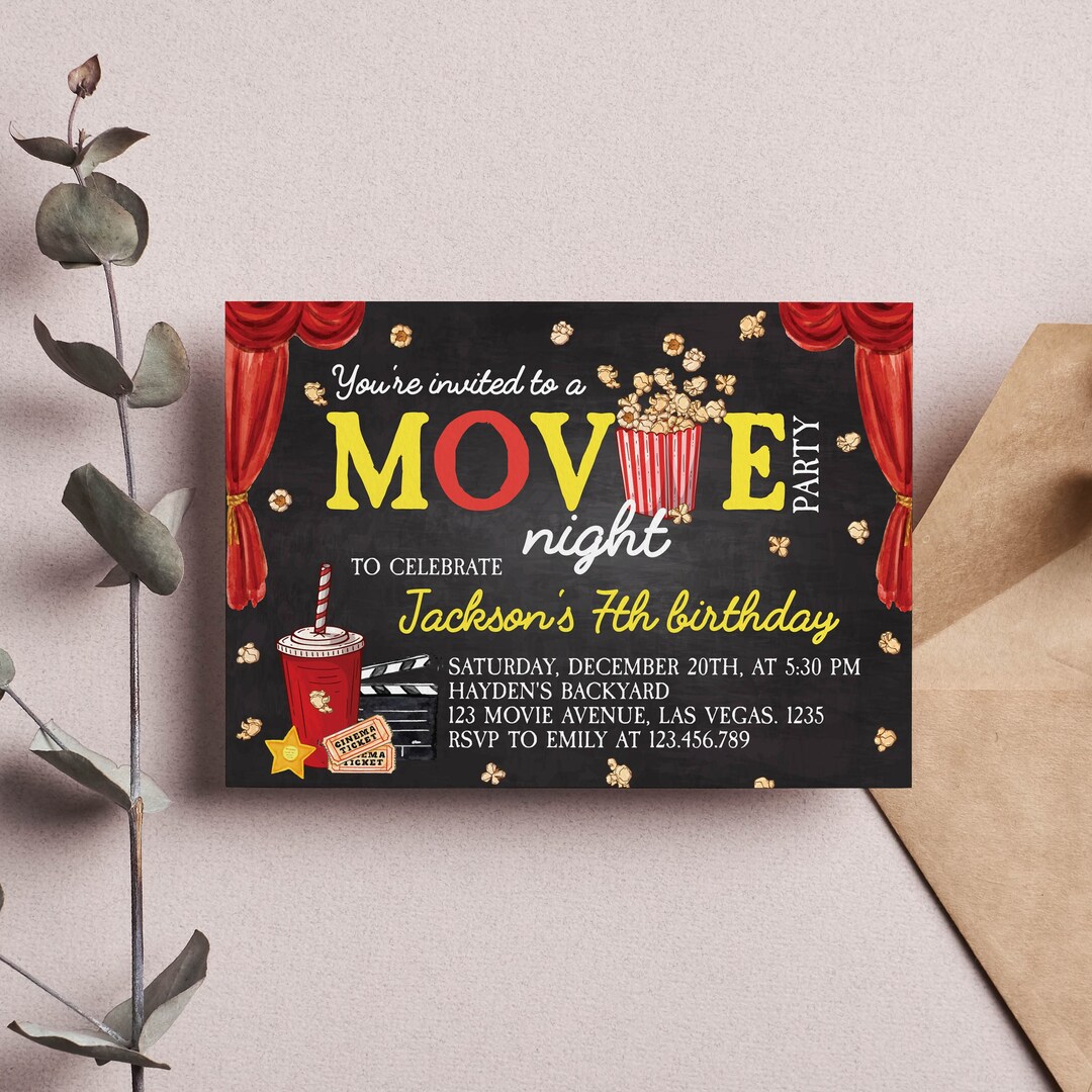 EDITABLE Movie Invitation Movie Night Invite Backyard Movie - Etsy