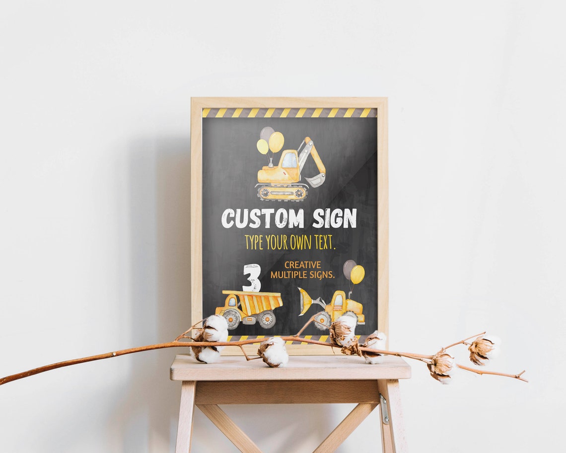 Construction Custom Sign Construction Party Sign | Etsy