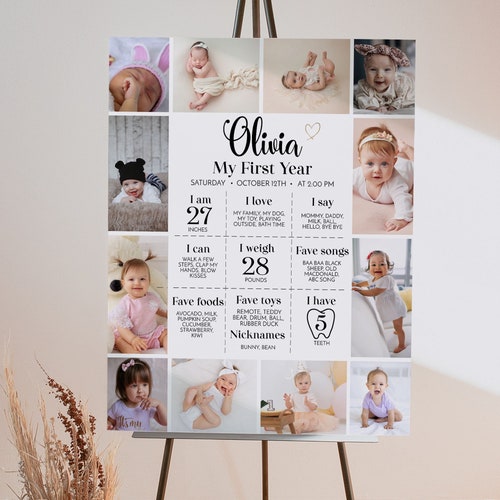 Baby Milestone Board First Birthday Milestone Poster - Etsy