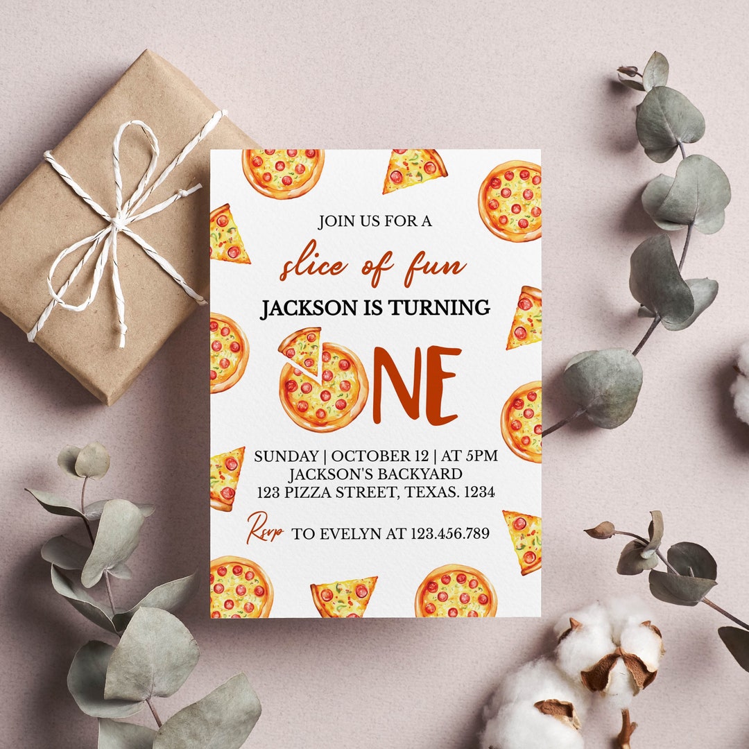 EDITABLE Pizza Party Birthday Invitation , Pizza First Birthday Invite ...