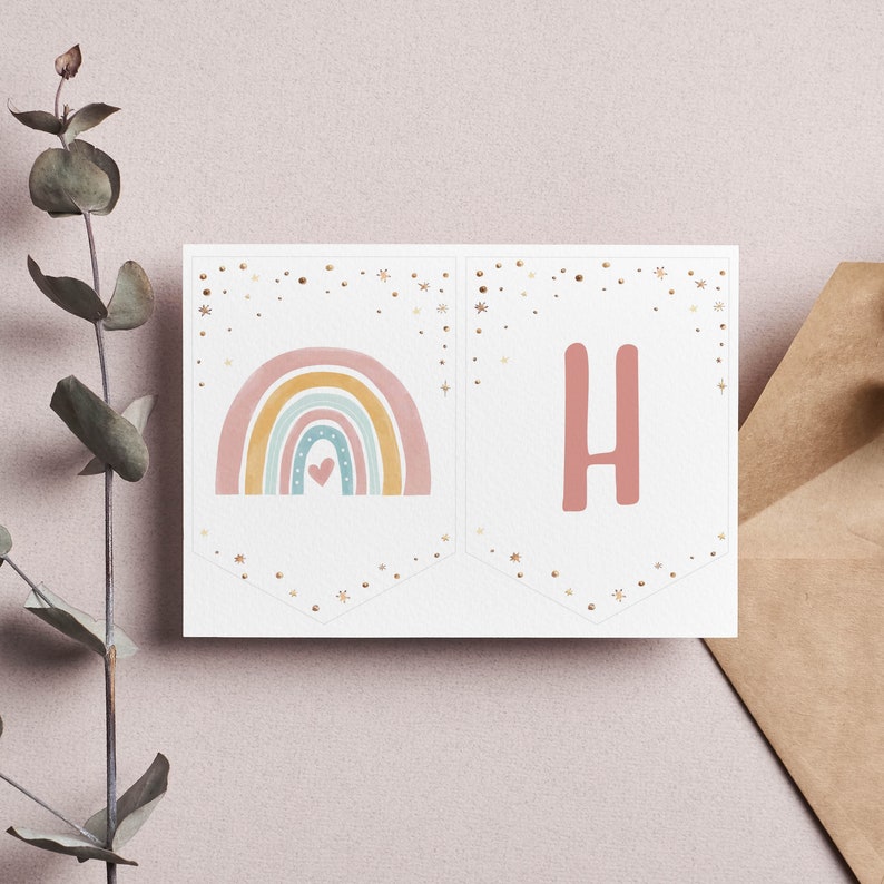 Editable Boho Rainbow Birthday Banner Custom Boho Happy - Etsy