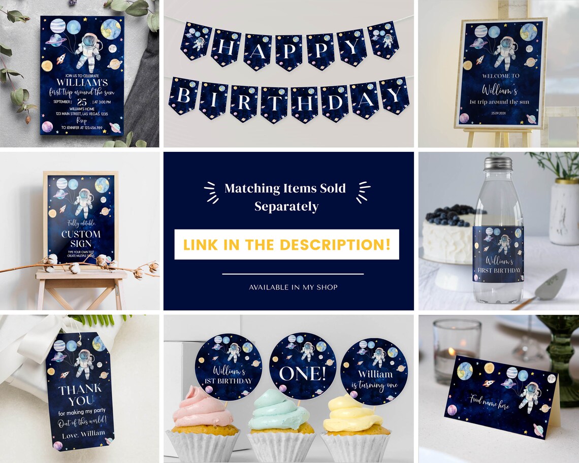 EDITABLE Outer Space Milestone Photo Board, First Trip Around the Sun ...