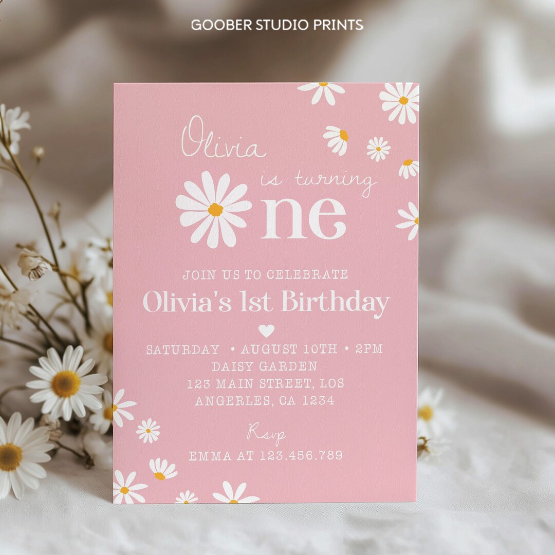 Editable Daisy Birthday Invitation, Daisy First Birthday Invitation ...