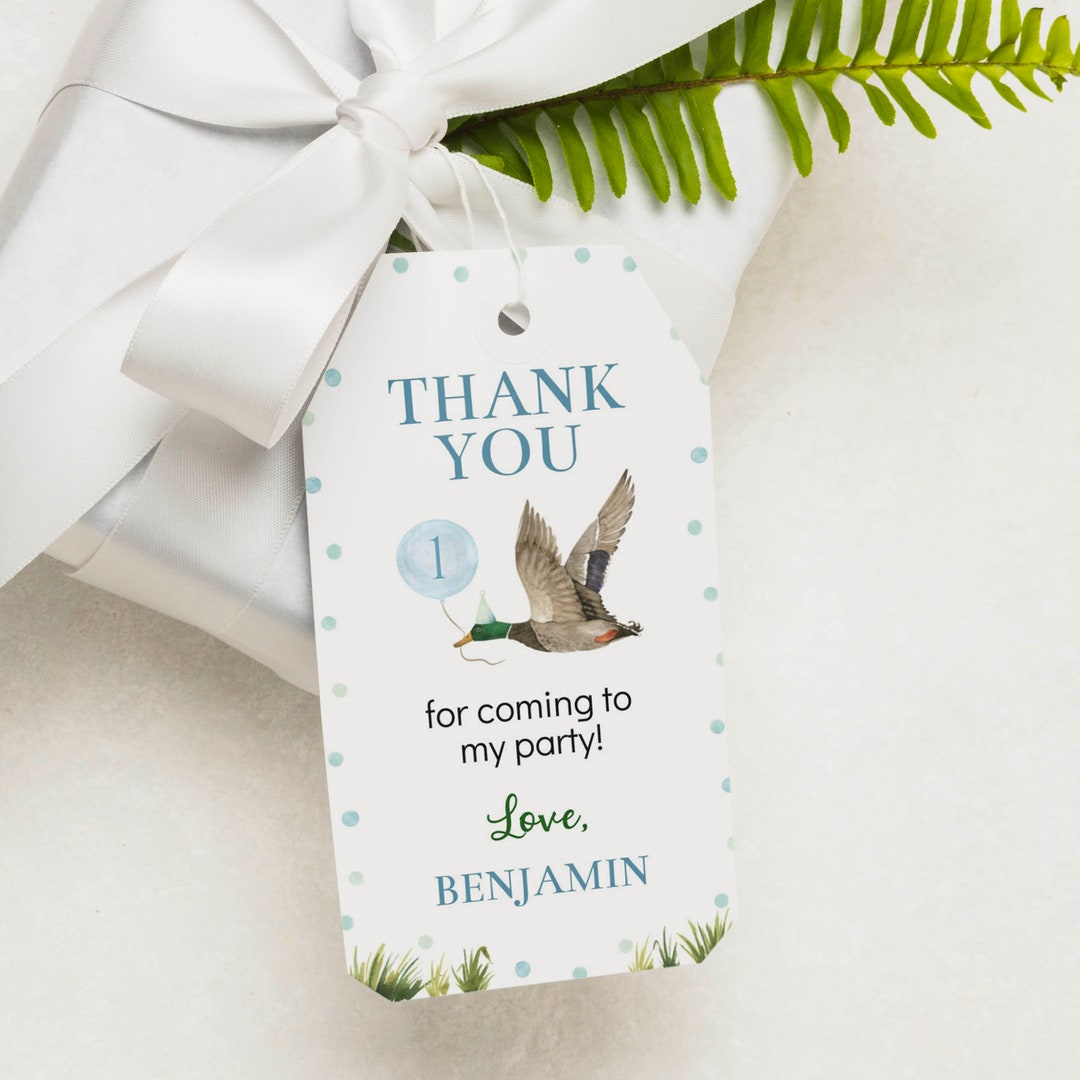 EDITABLE One Lucky Duck Favor Tags, Lucky Duck Birthday Thank You Tag ...