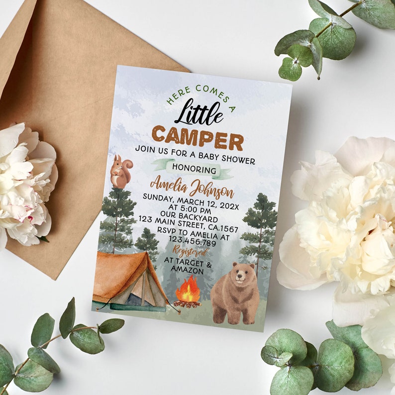 Editable Camping Baby Shower Invitation Adventure Baby Shower - Etsy