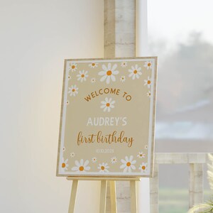 Retro Daisy Birthday Party Welcome Sign, Daisy Birthday Sign, Boho ...