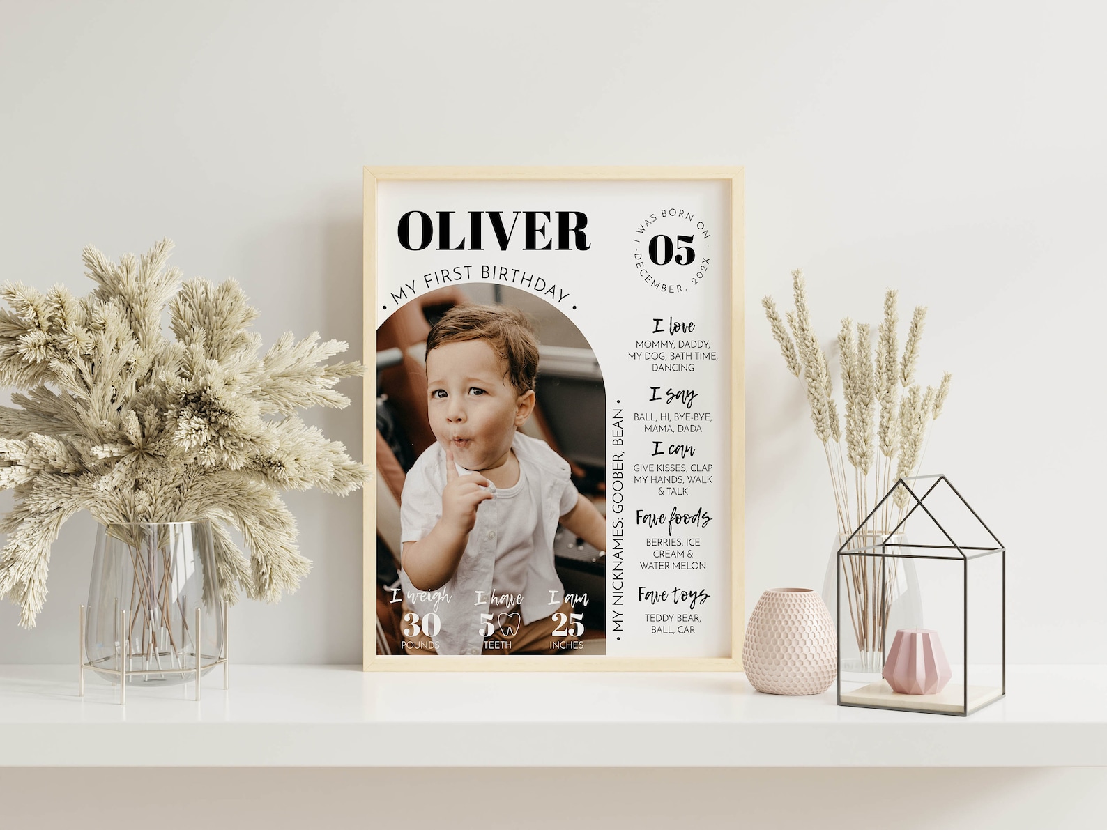 EDITABLE First Birthday Milestone Sign Modern 1st Birthday - Etsy