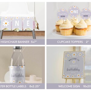 Editable Daisy First Birthday Invitation Bundle, Daisy Birthday Party ...
