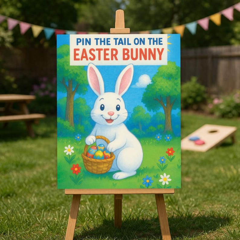 Pin the Tail on the Easter Bunny Game Printable | Easter Party Game for ...