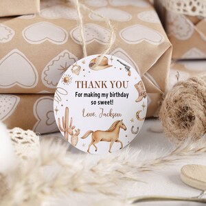 EDITABLE Cowboy First Birthday Thank You Tag, My First Rodeo Birthday ...