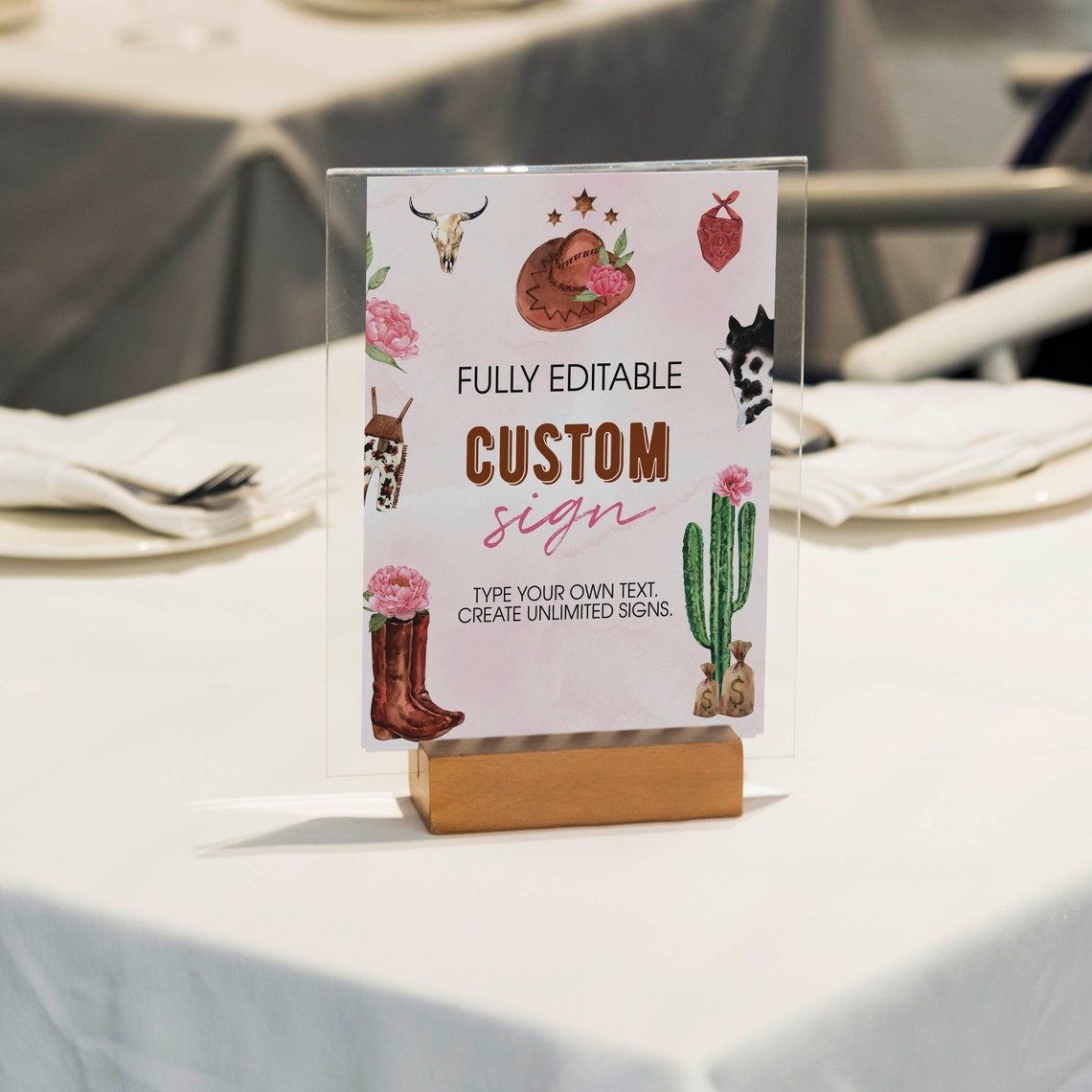 EDITABLE Wild West Party Sign First Rodeo Birthday Custom - Etsy