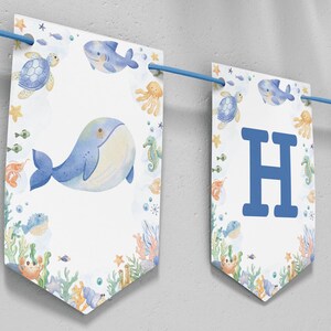 Editable Under the Sea Birthday Banner, Oneder the Sea Happy Birthday ...