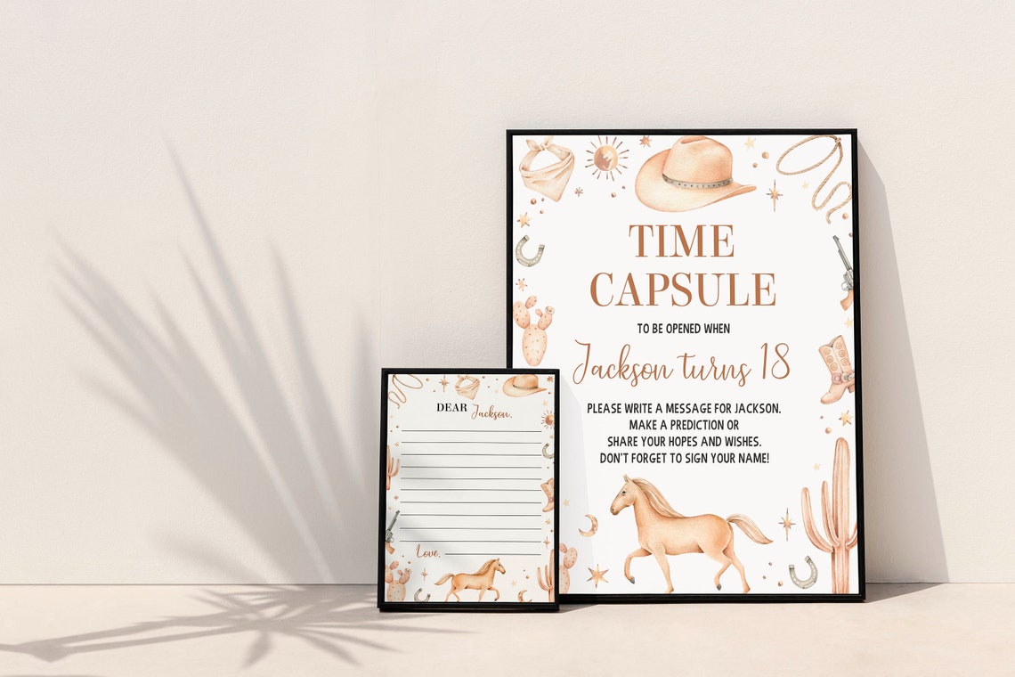 EDITABLE My First Rodeo Birthday Time Capsule Template, Cowboy Birthday ...