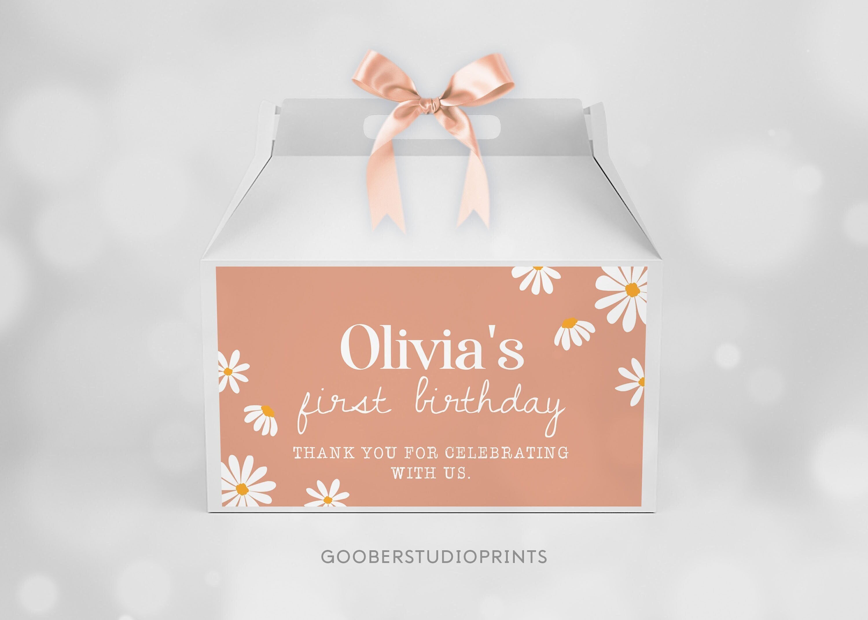 EDITABLE Daisy Birthday Party Gable Gift Box Label Boho Daisy - Etsy