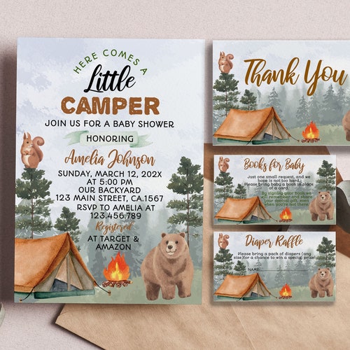 Editable Camping Baby Shower Invitation Adventure Baby Shower - Etsy
