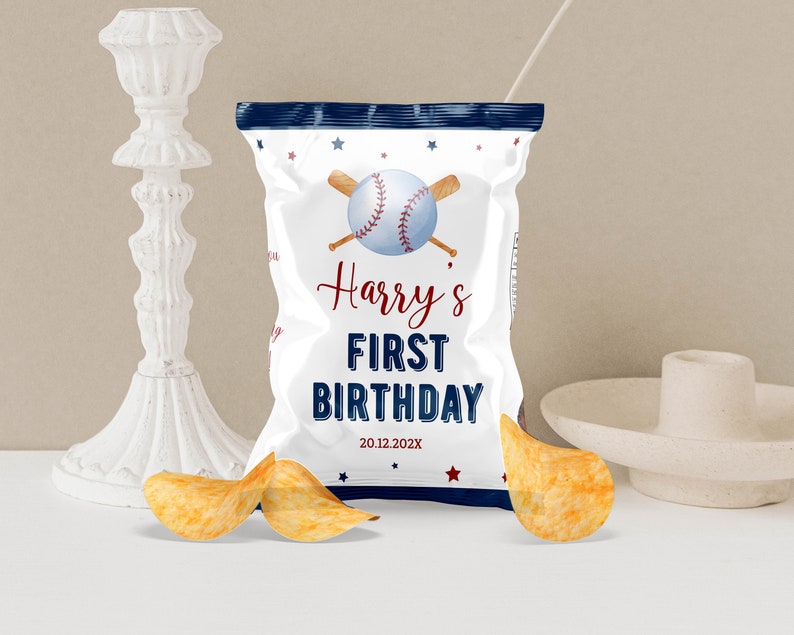EDITABLE Baseball Birthday Chip Bag Sports Birthday Treat - Etsy