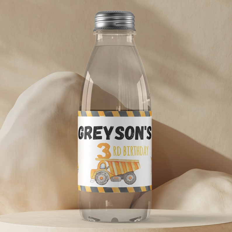 EDITABLE Construction Water Bottle Labels Construction | Etsy